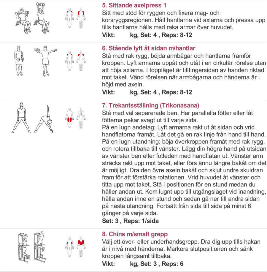 Program för framsida överkropp med yogainslag – typisk Anna-pass del 3/ ...